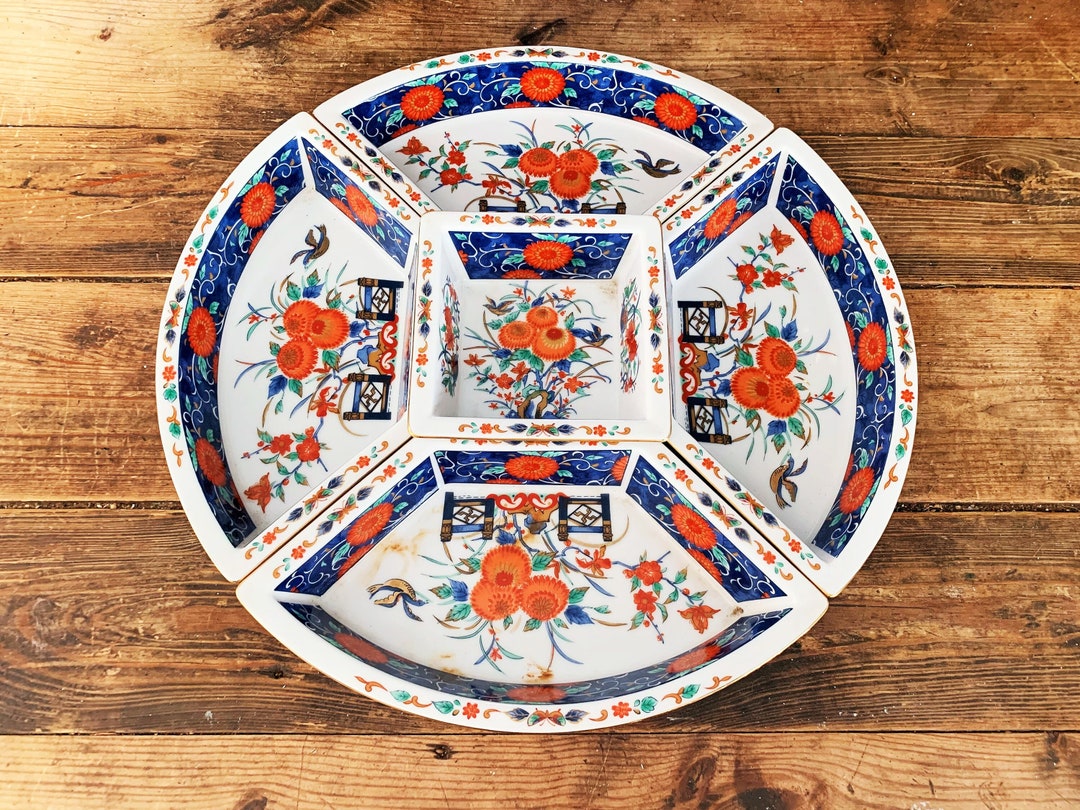 Vintage Japanese Divided 5 Piece Appetizer Set Sushi Serving Hostess ...