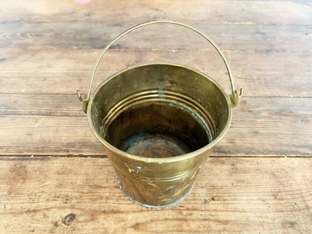 Vintage Small Brass Patina Covered Pails/mini Brass Bucket/vintage ...