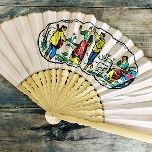 Pair of Vintage Asian Hand Fans Decorative Asian Décor Hand Fan Set of ...