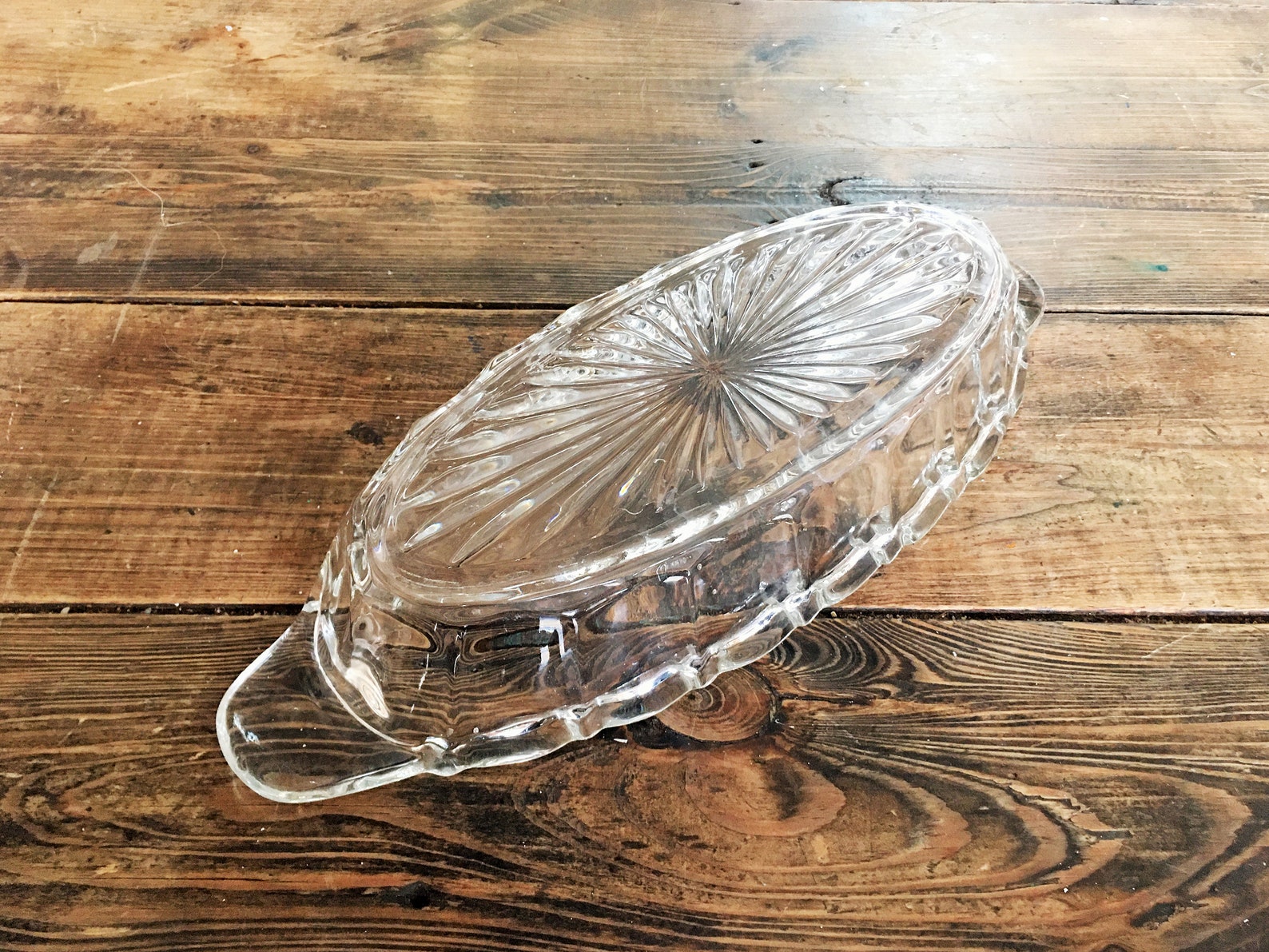 Vintage Heavy Glass Elongated Shallow Dish/clear Glass Relish - Etsy