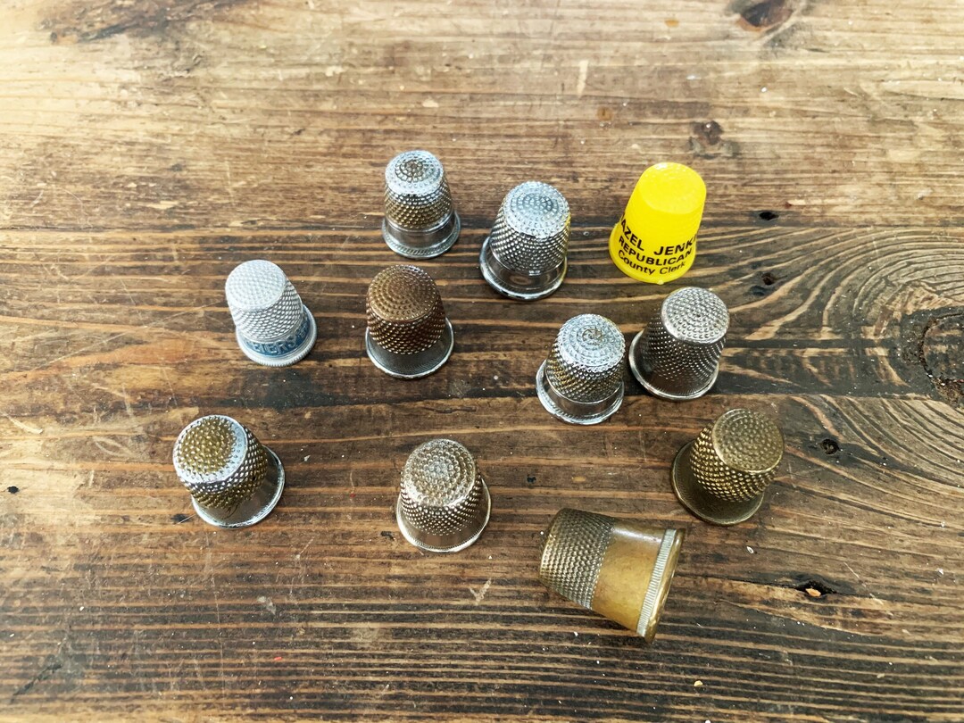 Vintage Thimble Collection Brass Thimble Advertising Thimble Sewing ...