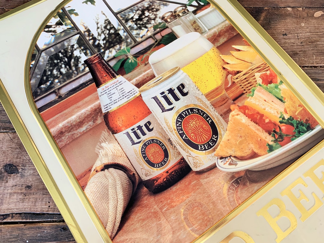 Vintage Large Beer Sign Miller Lite Metal Beer Sign 1970s Bar Décor ...