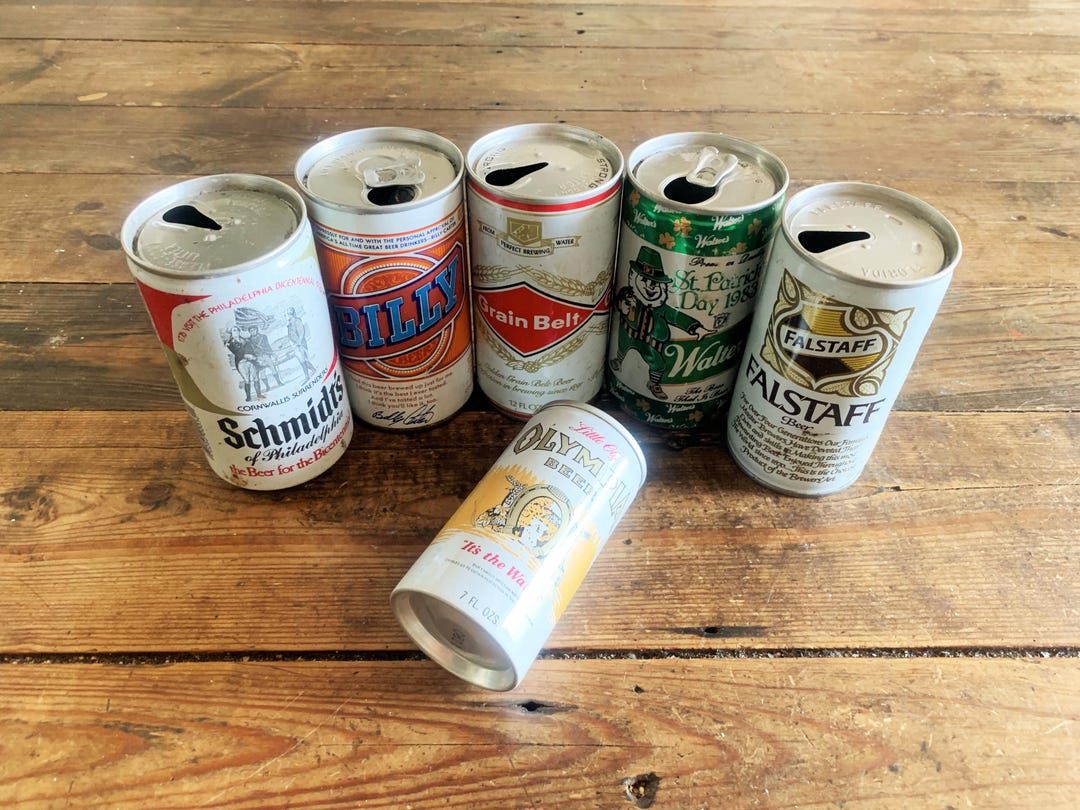 6 Vtg Beer Cans Billy, Schmidt's, Grain Belt, Falstaff, Little Oly ...