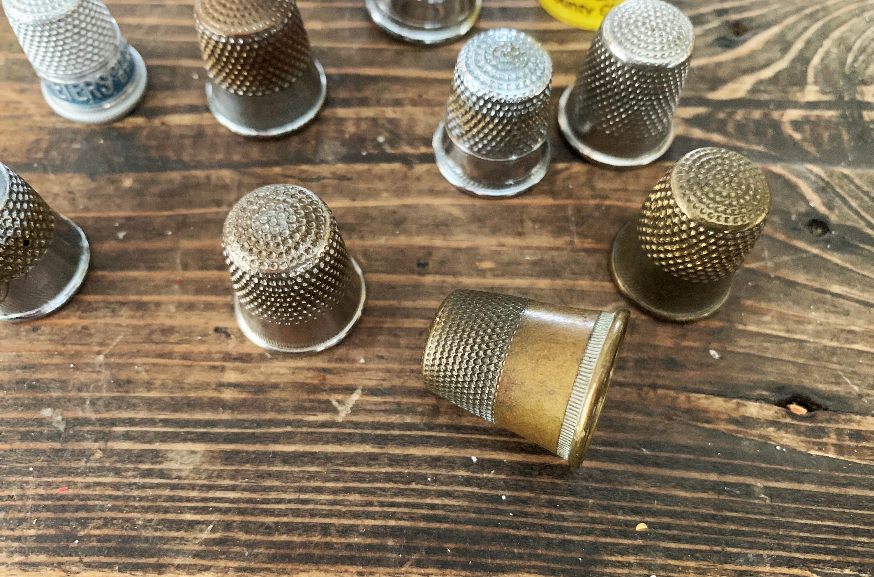 Vintage Thimble Collection Brass Thimble Advertising Thimble Sewing ...