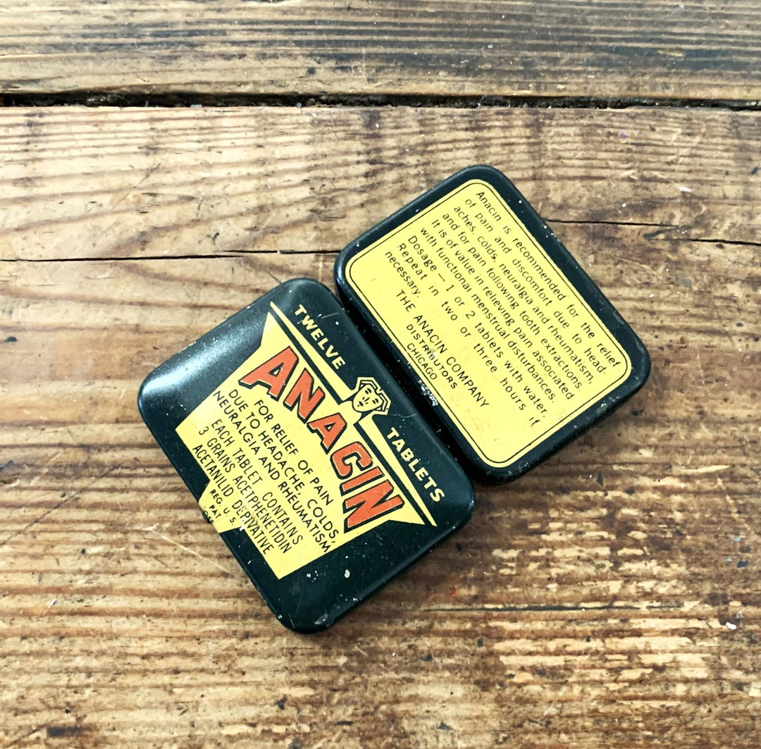 Anacin Tin Vintage Genuine 12 Count Snap Tin Collectible Medical Tin ...