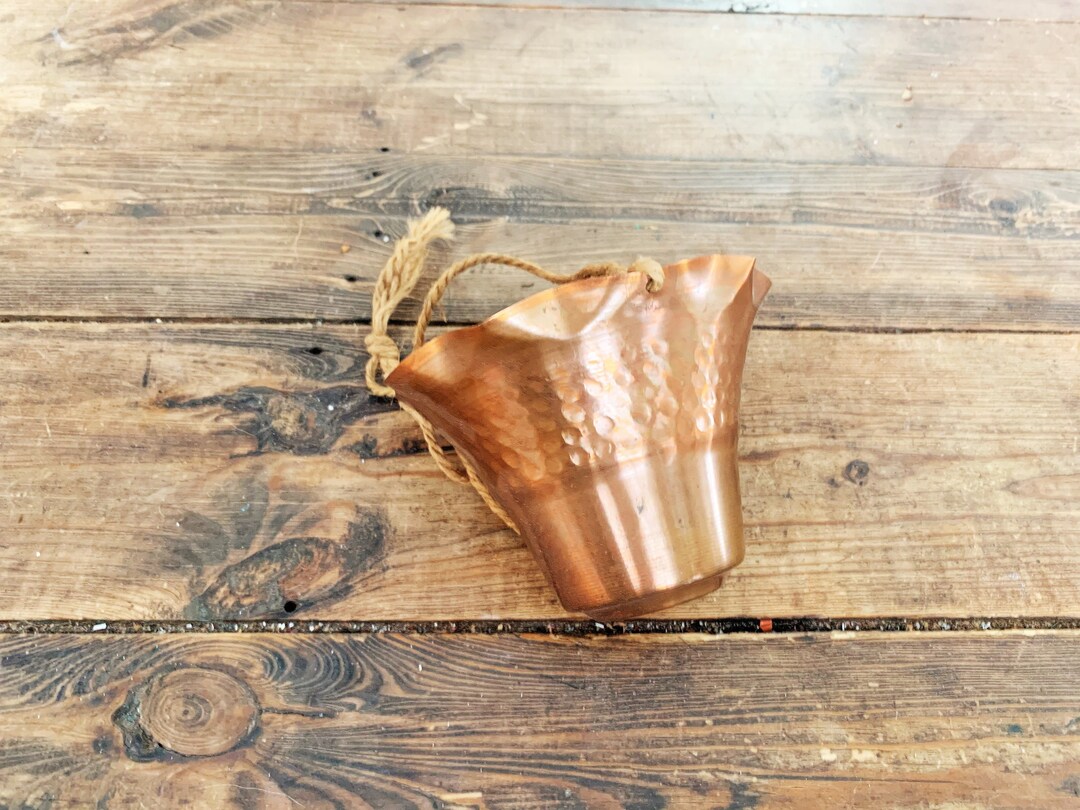 Small Vintage Copper Hanging Basket/string Hanging Copper Small Pail ...