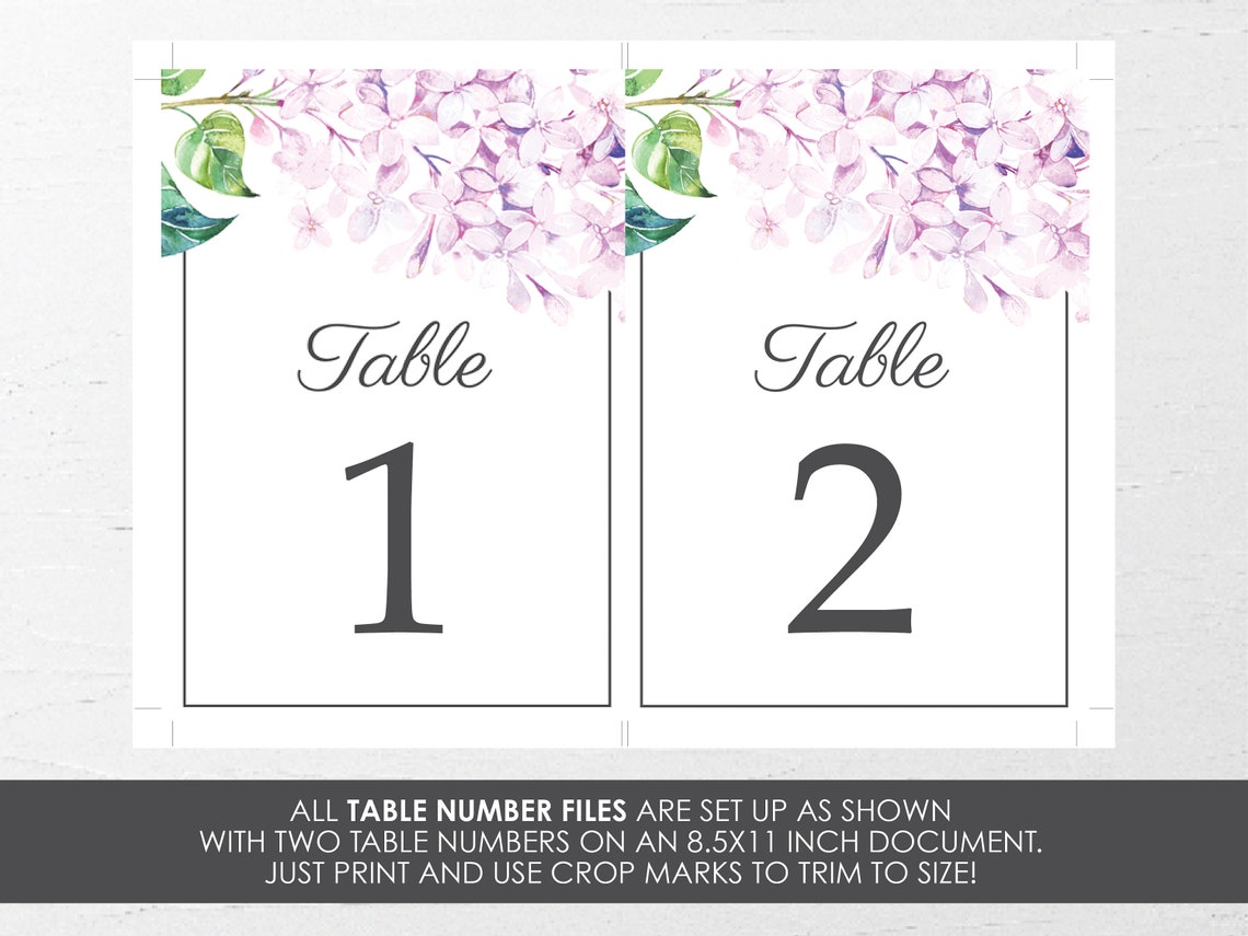 Wedding Table Numbers 5x7 Table Numbers Printable Table | Etsy