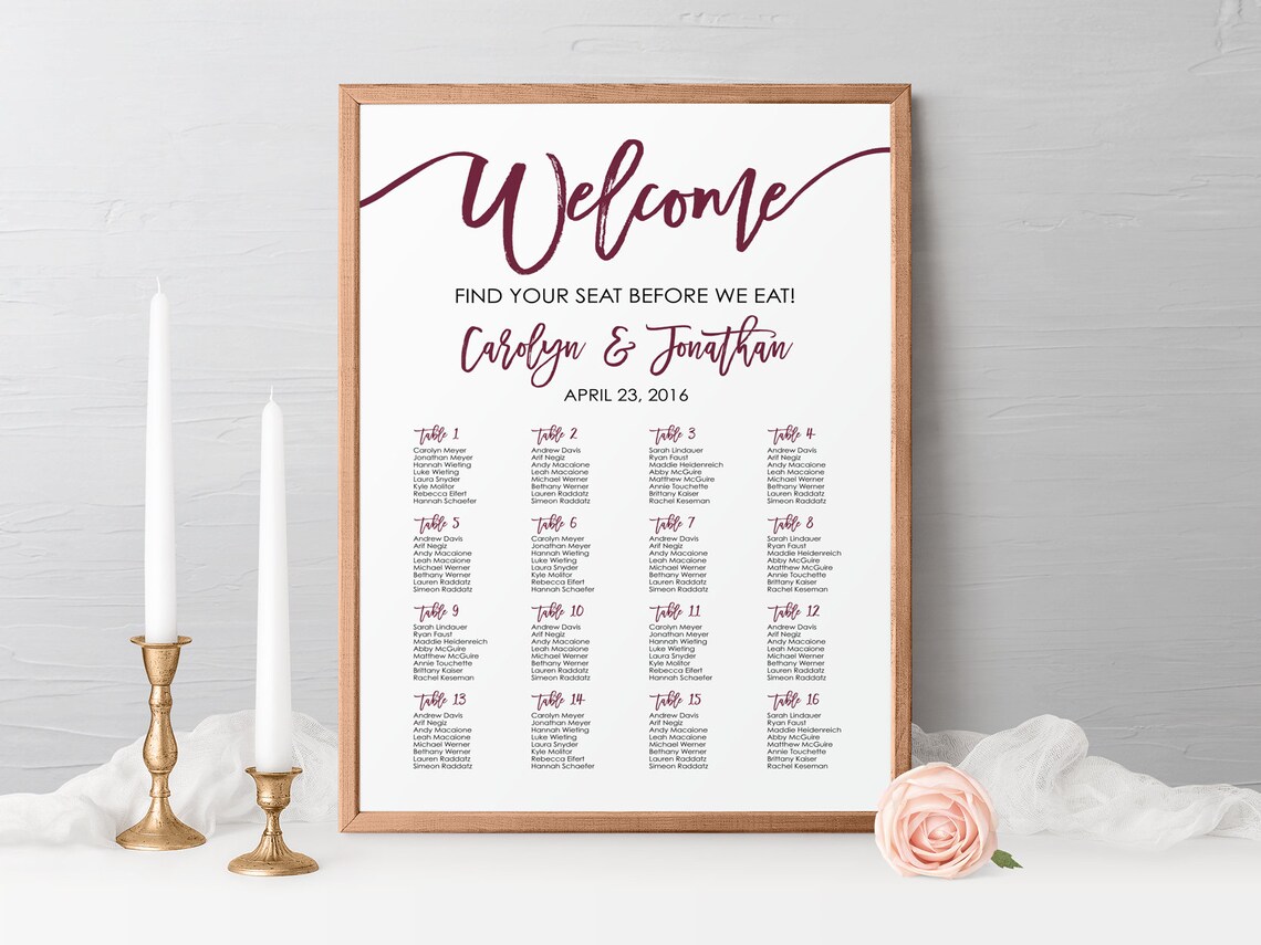 Printable Seating Chart Printable Custom Seating Chart - Etsy