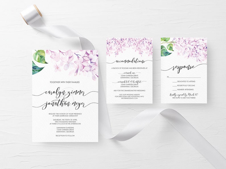 Floral Wedding Invitation Printable Wedding Invitation With | Etsy