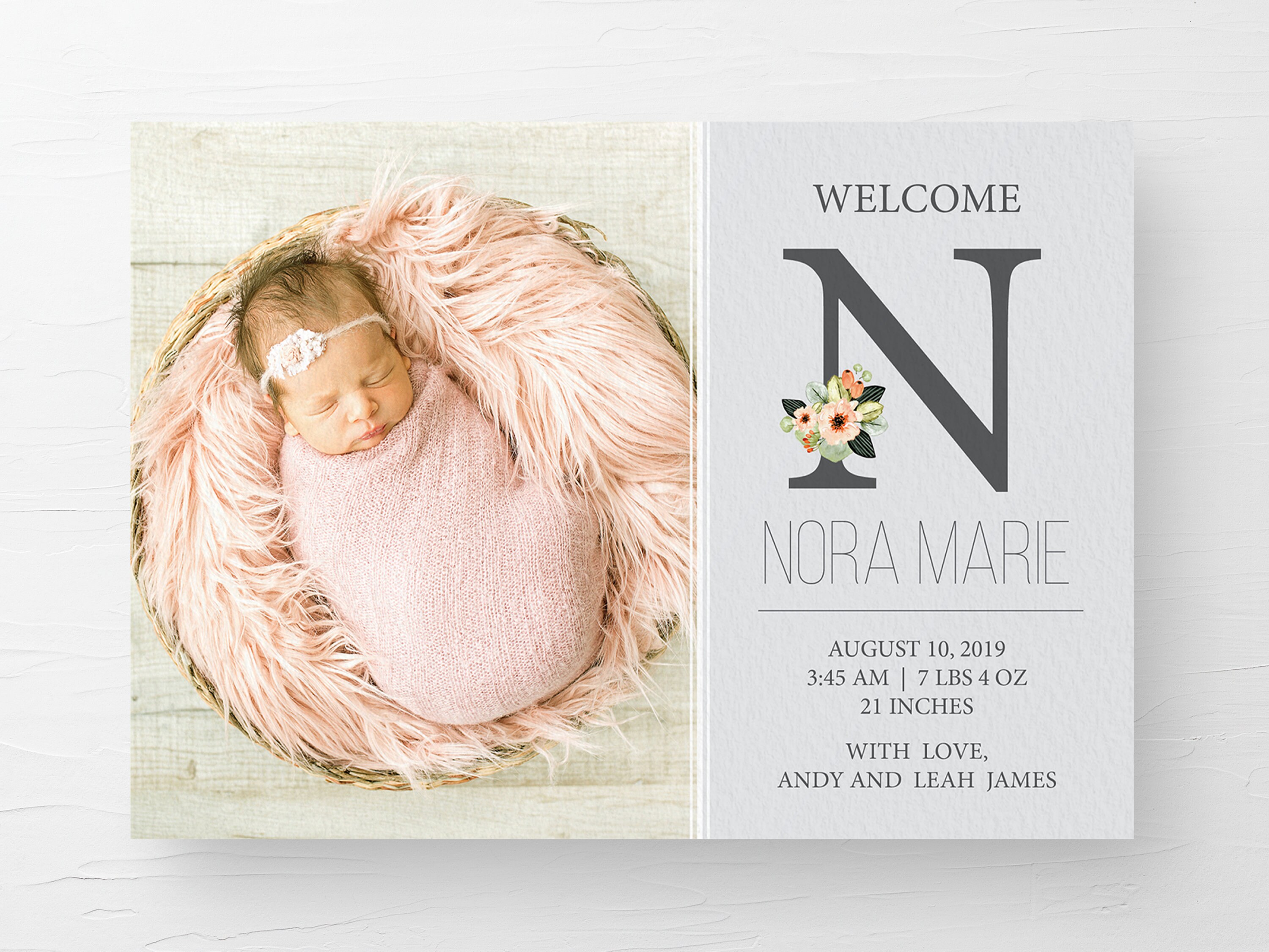 Birth Announcement Template Baby Girl Birth Announcement - Etsy