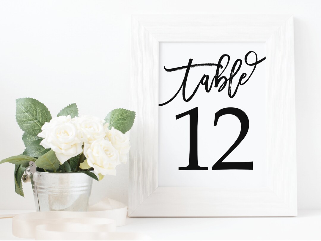 Black and White Wedding Table Numbers Printable, Simple Wedding Table ...