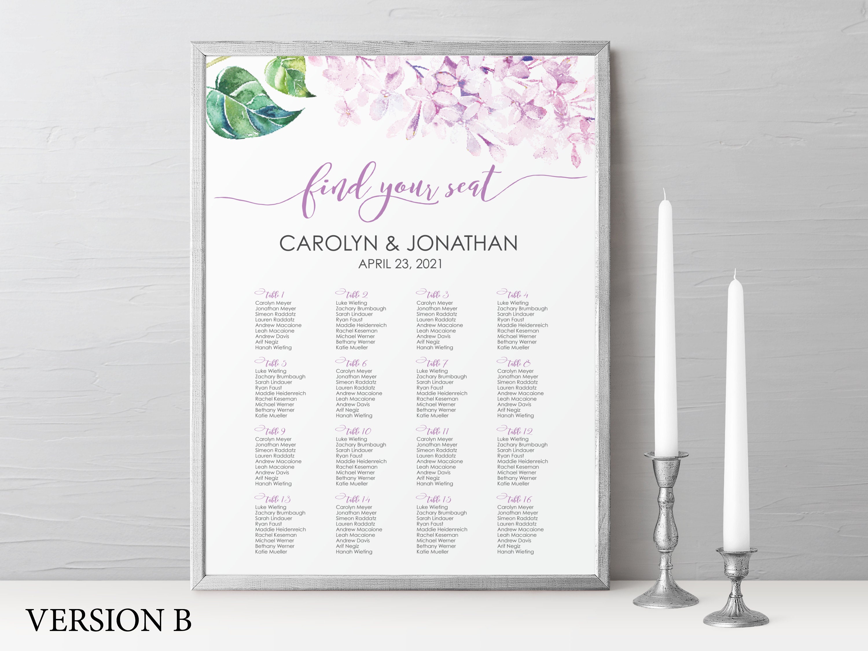Printable Seating Chart Wedding Seating Chart Poster Seating - Etsy
