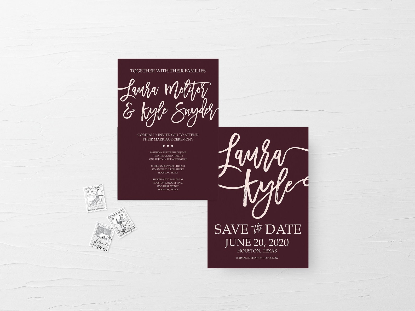 Burgundy Marsala Printable Wedding Invite Set Burgundy Marsala | Etsy