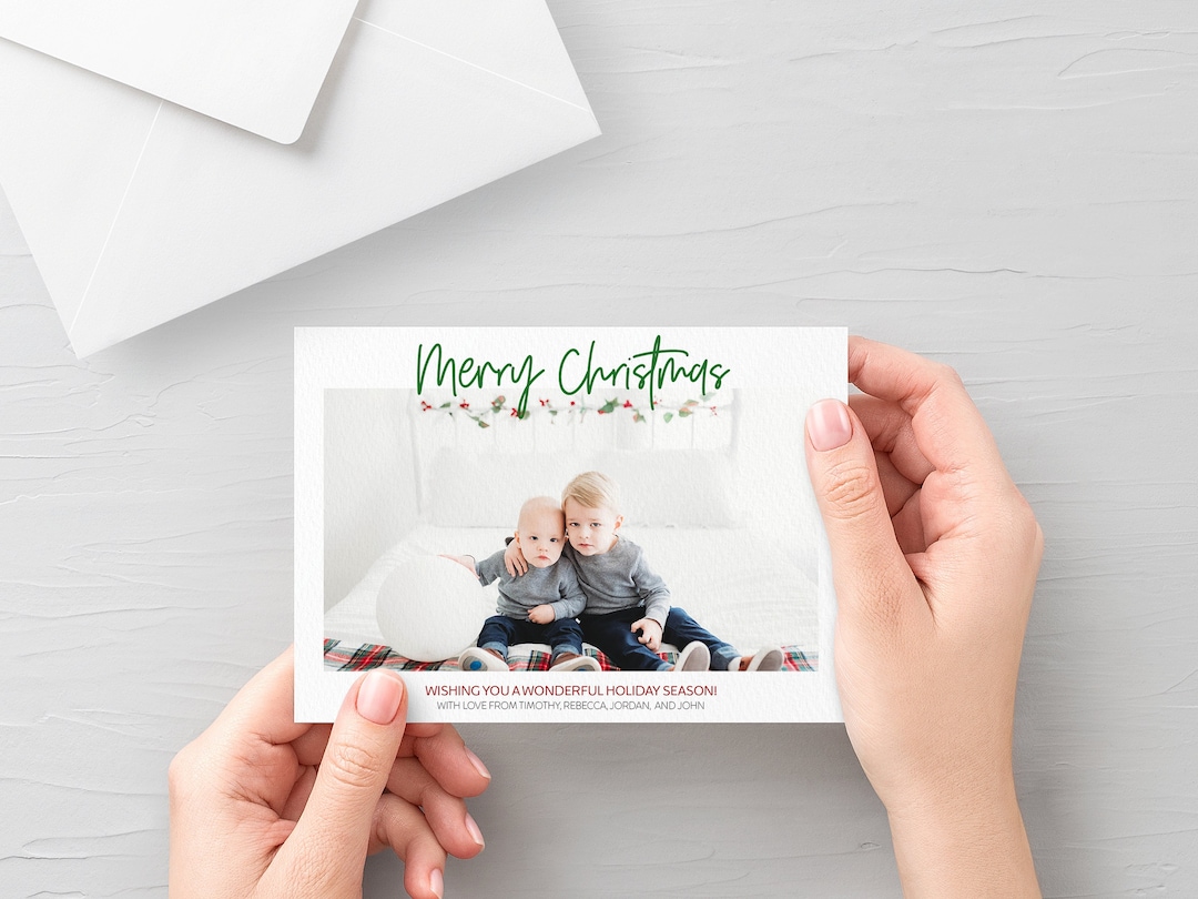 Merry Christmas Printable Photo Christmas Card, Two-sided Holiday Photo ...