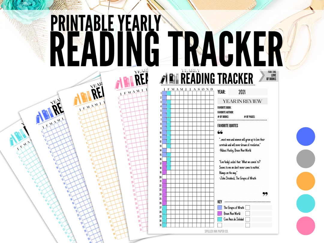 Yearly Reading Log | Printable Book Log | Reading Planner | Track ...