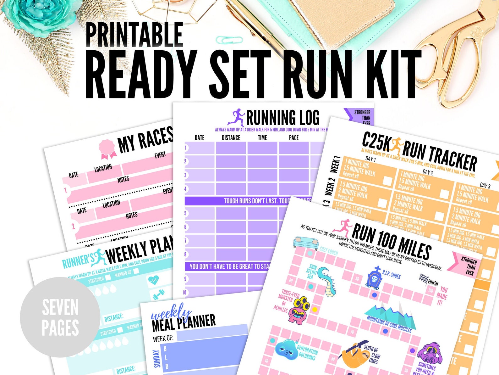 Ready Set Run Kit Printable Running Planner Printable - Etsy 日本