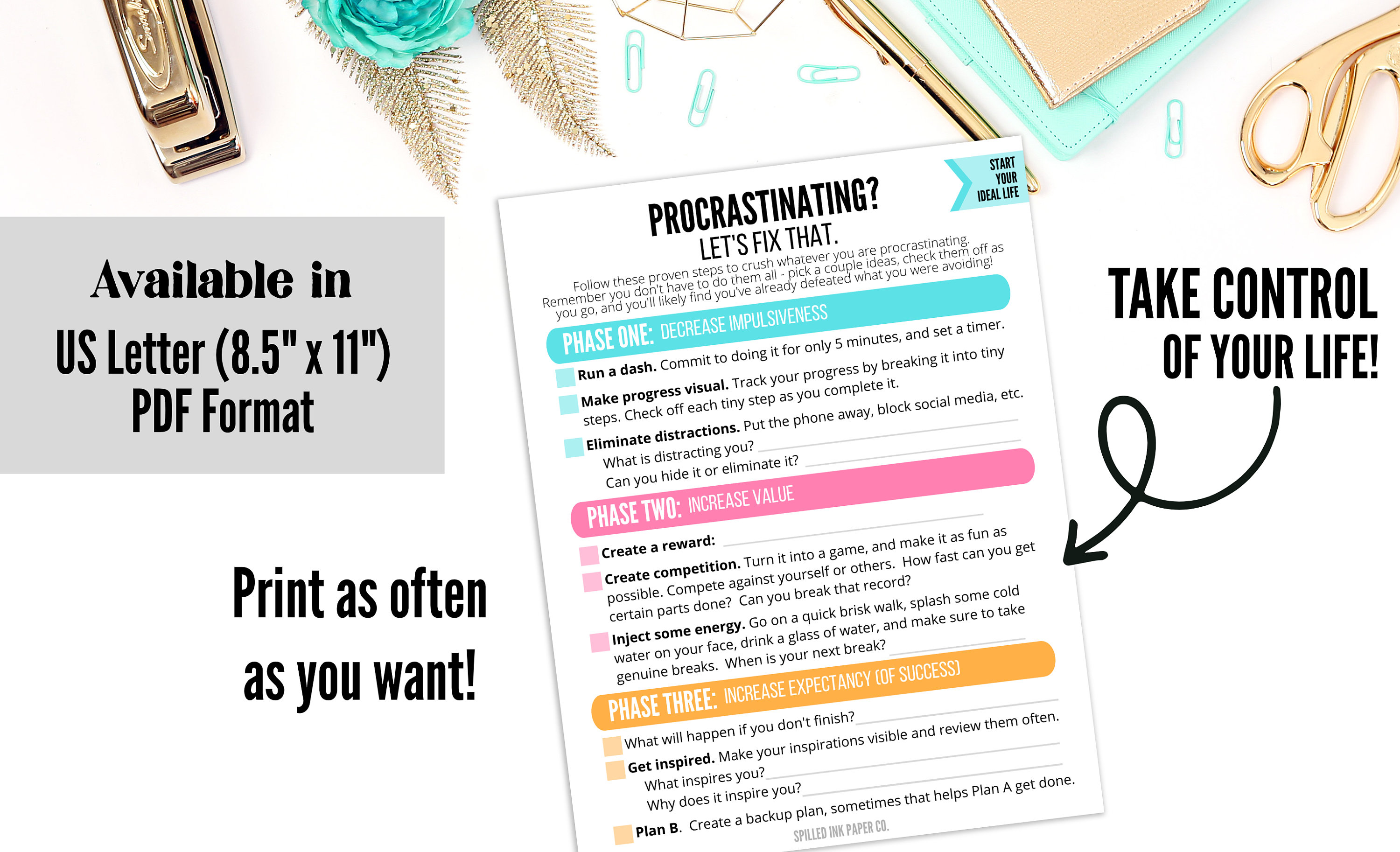 Crush Procrastination Worksheet | Printable Procrastination | Printable ...