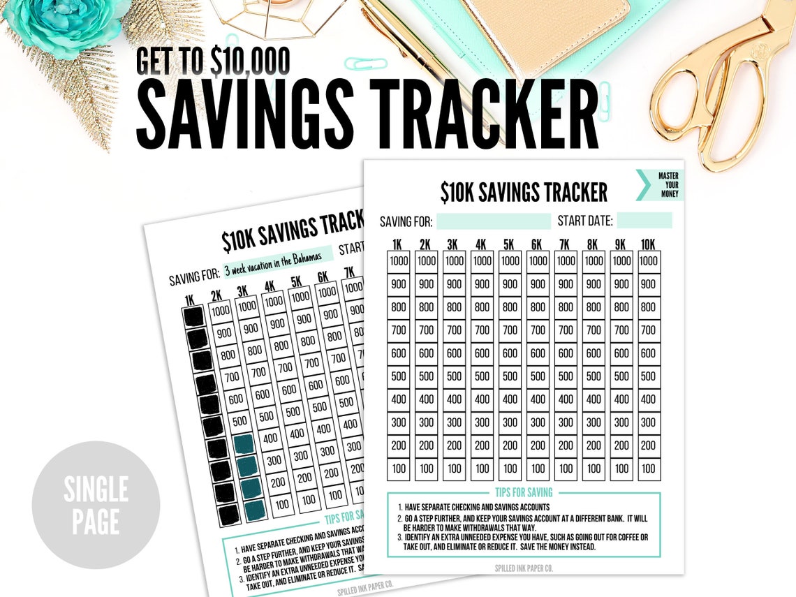 Printable 10K Savings Tracker Printable Financial Tracker - Etsy
