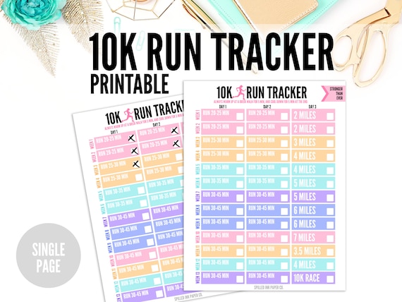 Printable 10K Running Tracker Printable Run Log Fitness | Etsy