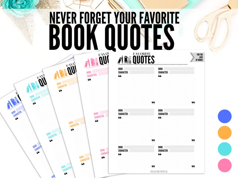 Favorite Quotes | Printable Quote Log | Reading Planner | Track Your ...