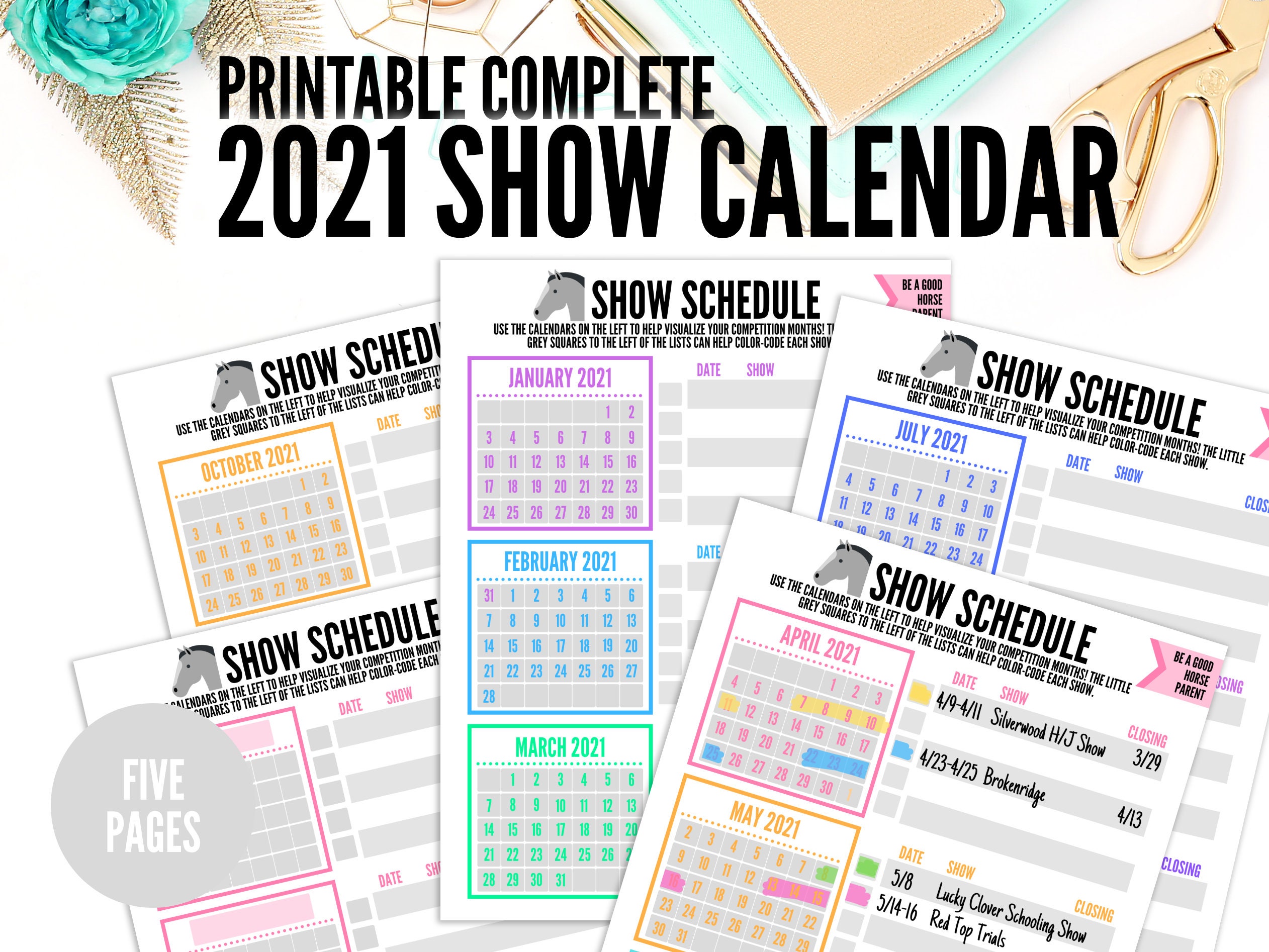 Printable Horse Show Calendar Printable 2021 Schedule Etsy Printable Horse Show Calendar Printable 2021 Schedule Etsy