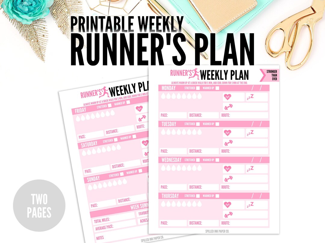 Runner's Weekly Plan | Printable Running Planner | Printable Running ...