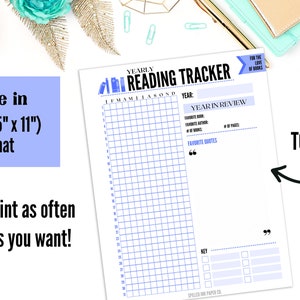 Yearly Reading Log | Printable Book Log | Reading Planner | Track ...