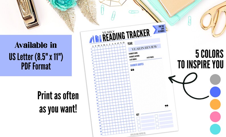 Yearly Reading Log | Printable Book Log | Reading Planner | Track ...