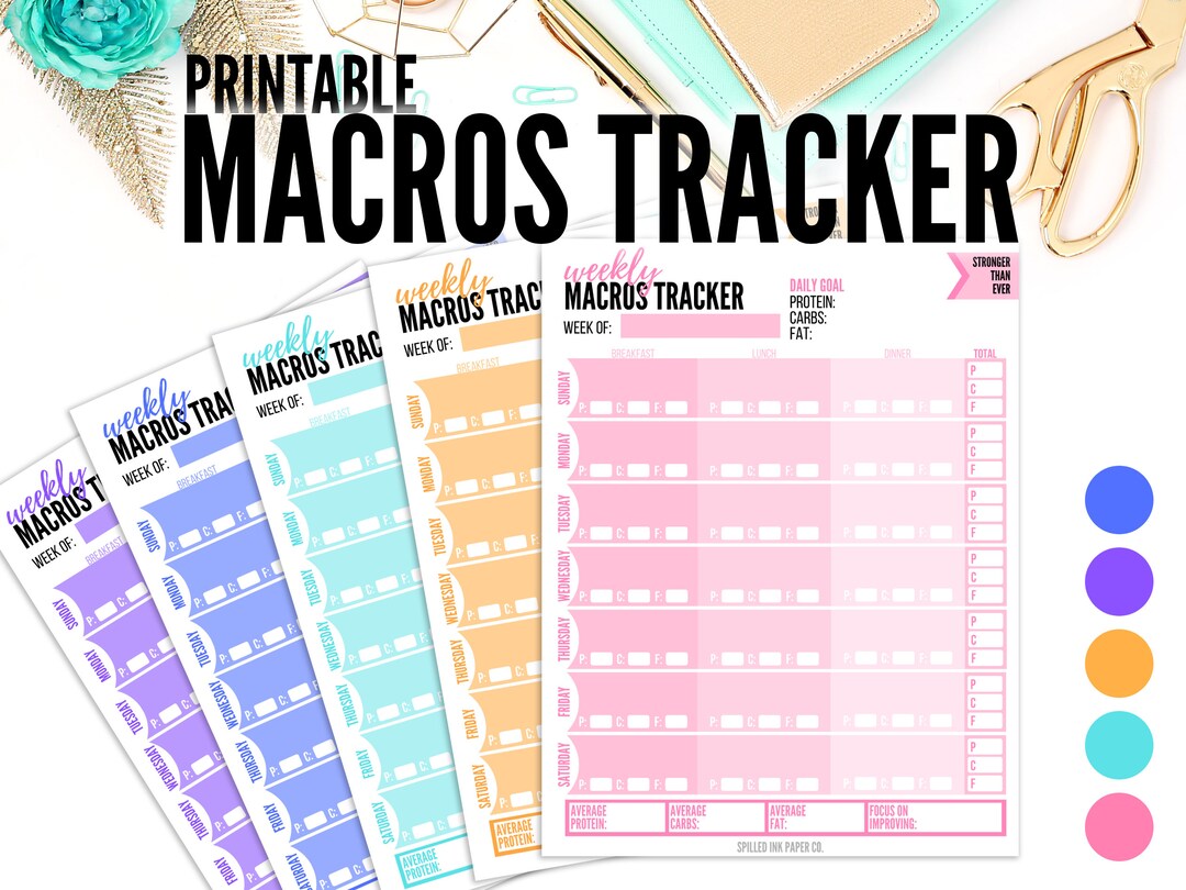 Printable Macros Tracker | Printable Macros Log | Nutrition Digital ...