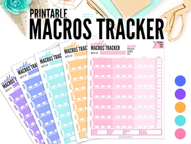 Printable Macros Tracker | Printable Macros Log | Nutrition Digital ...