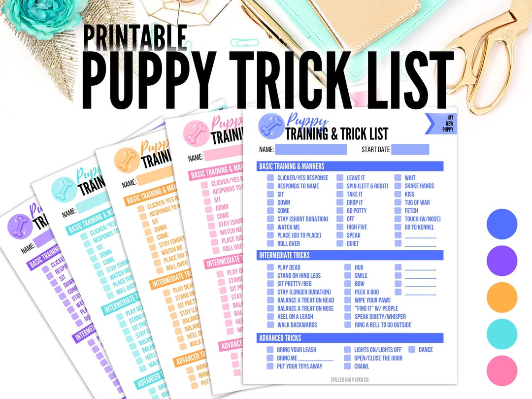 Printable Puppy Training and Tricks Checklist | Dog Training & Tricks ...