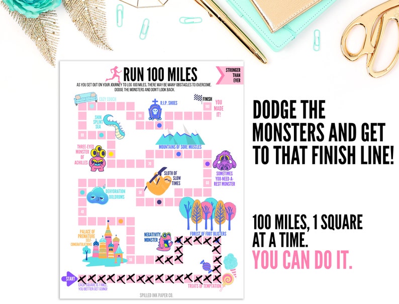 Printable 100 Mile Running Tracker | Printable Run Log | Fitness ...