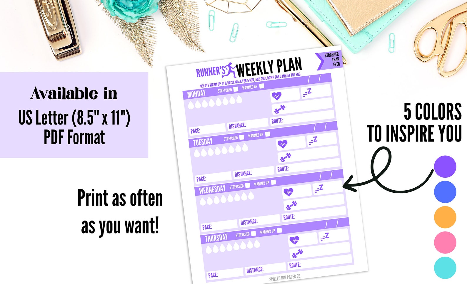 Runner's Weekly Plan | Printable Running Planner | Printable Running ...