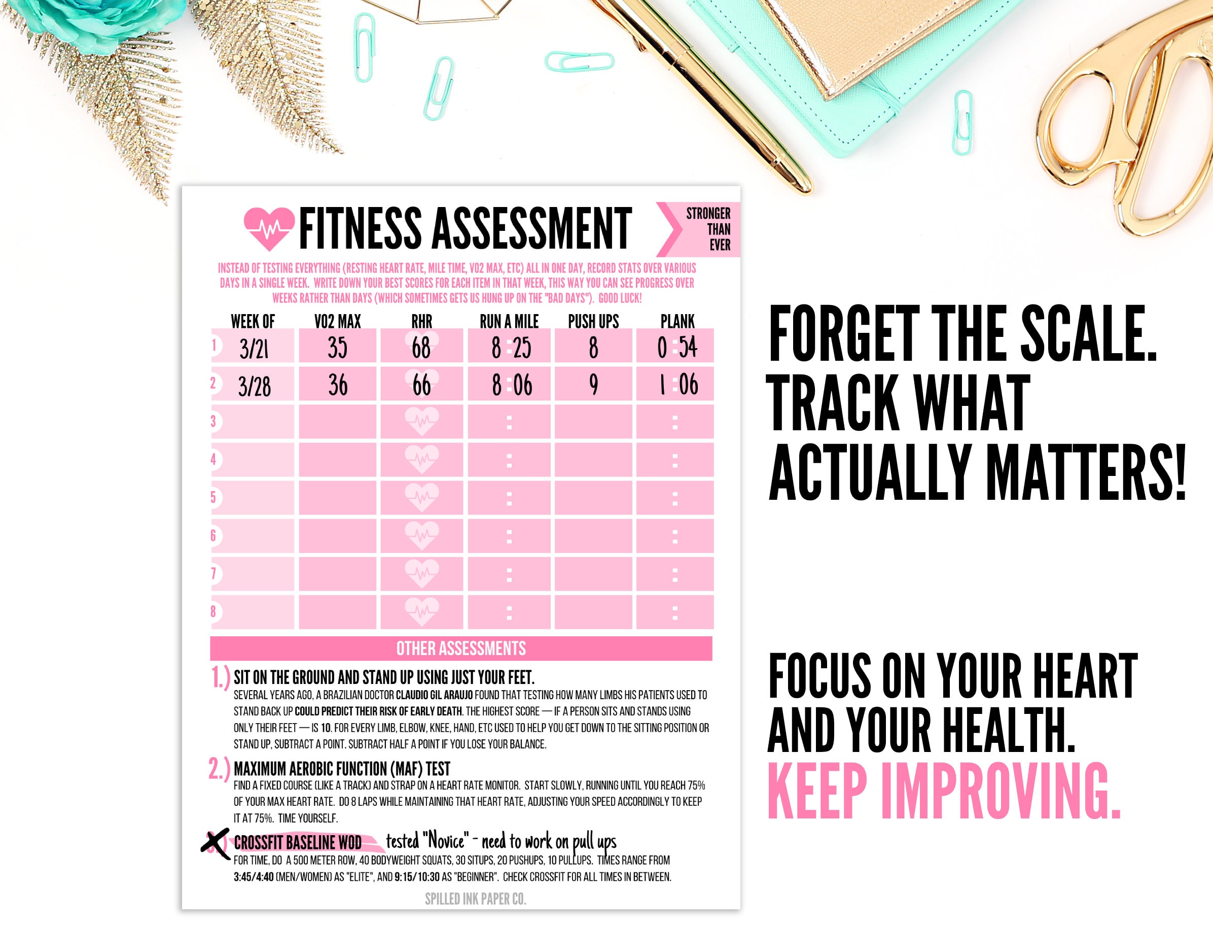 Printable Fitness Tracker | Printable Health Log | Aerobic Health ...