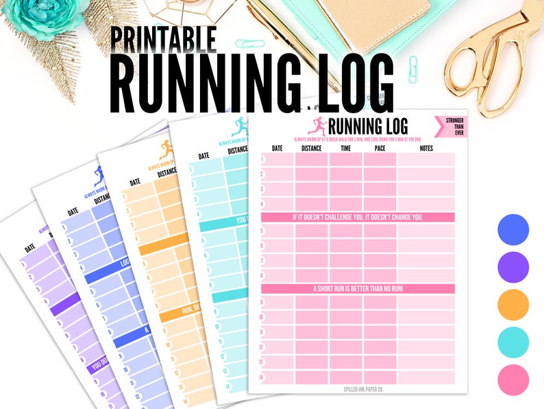 Printable Running Tracker | Printable Run Log | Fitness Digital ...