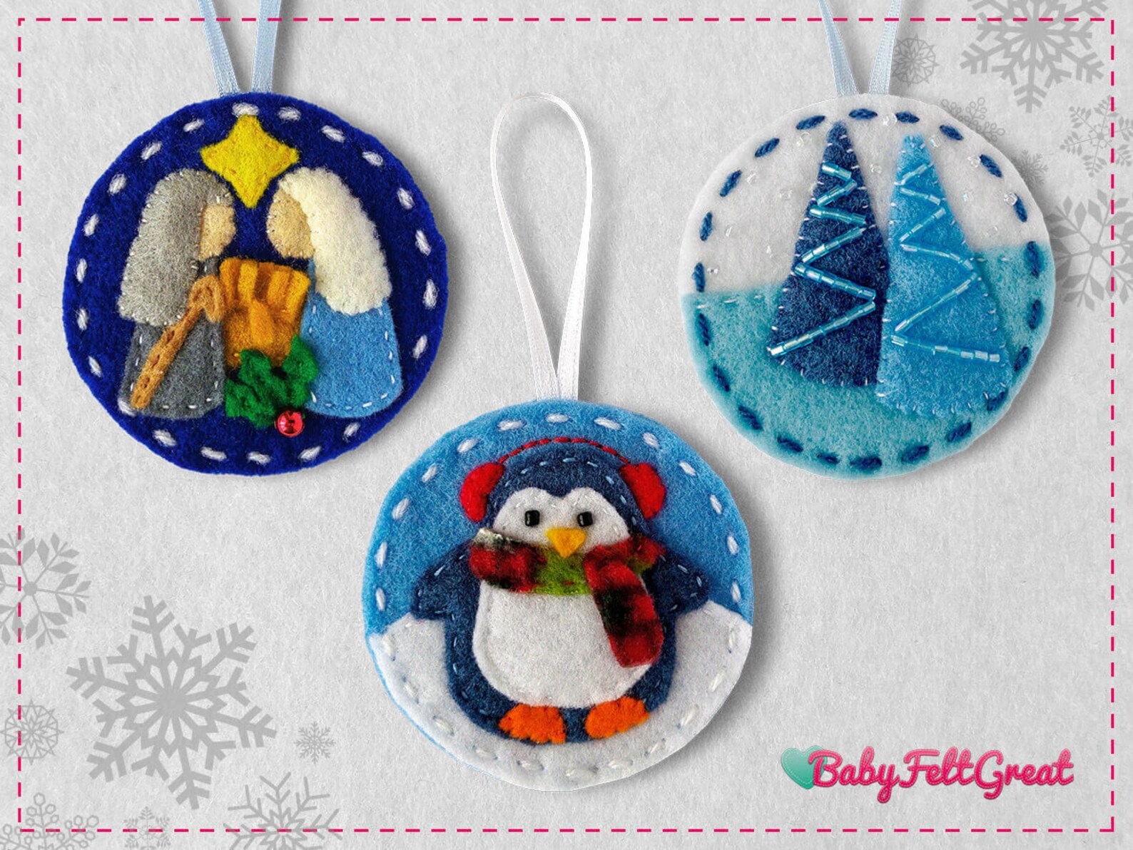 Adornos de Navidad en Fieltro decoración Set de 6 adornos - Etsy México