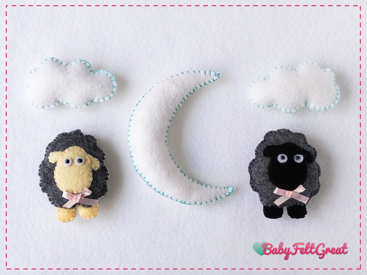 Felt Sheep Pattern, PDF Sewing Pattern, Moon, Sheep, Clouds, DIY, Felt ...