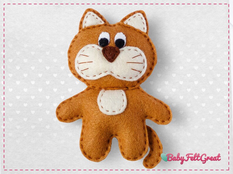 Cute Felt Cat Pattern, Felt Animals Pattern, Sewing Pattern, PDF, DIY ...