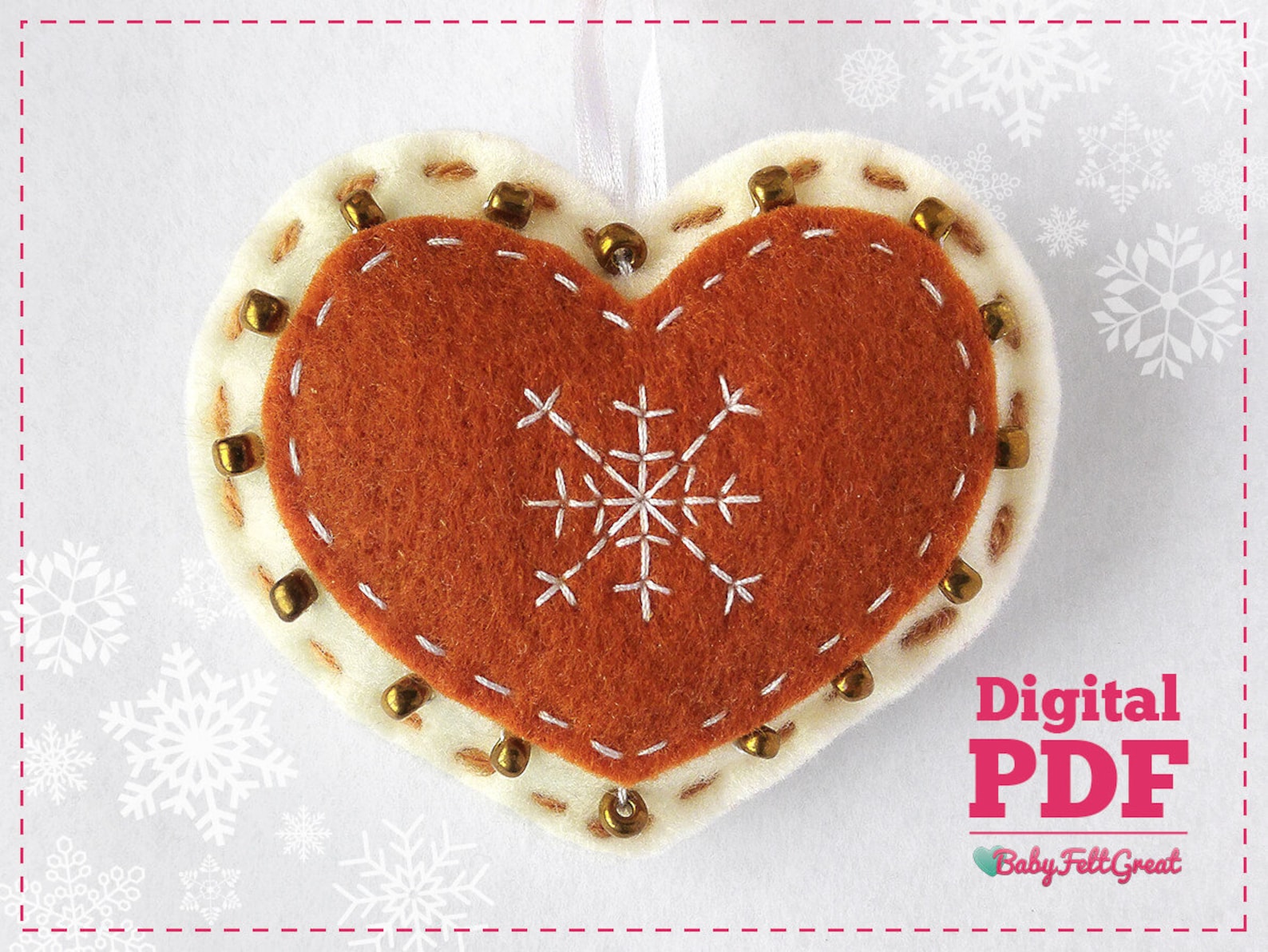 Felt Christmas Heart Pattern, Felt Christmas Ornaments, Felt Ornaments ...