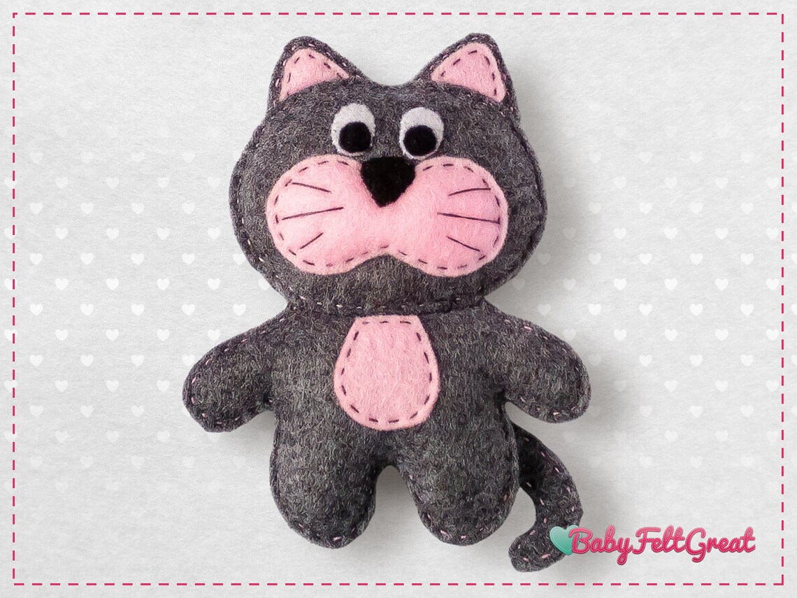 Cute Felt Cat Pattern, Felt Animals Pattern, Sewing Pattern, PDF, DIY ...