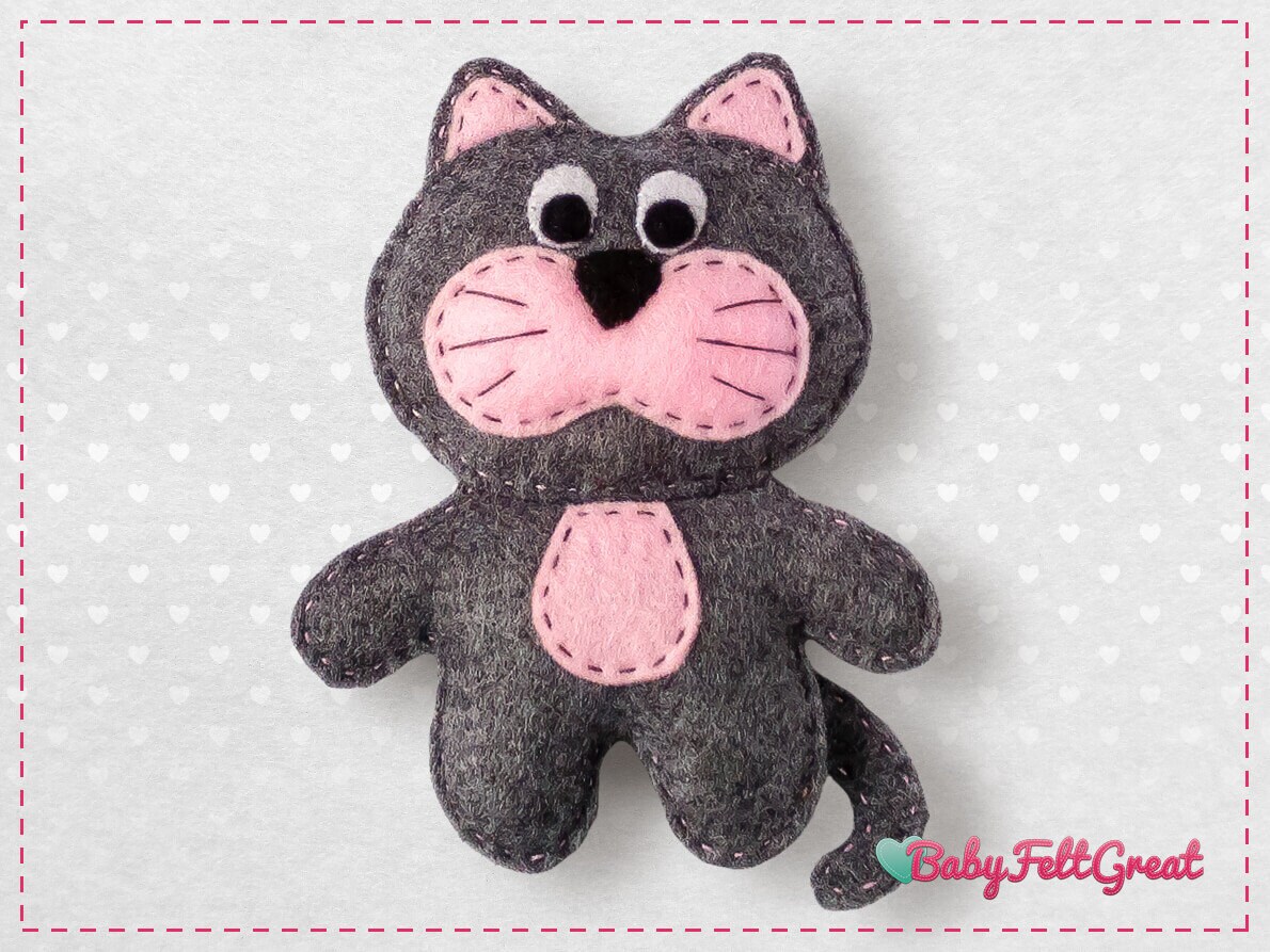 Cute Felt Cat Pattern, Felt Animals Pattern, Sewing Pattern, PDF, DIY ...