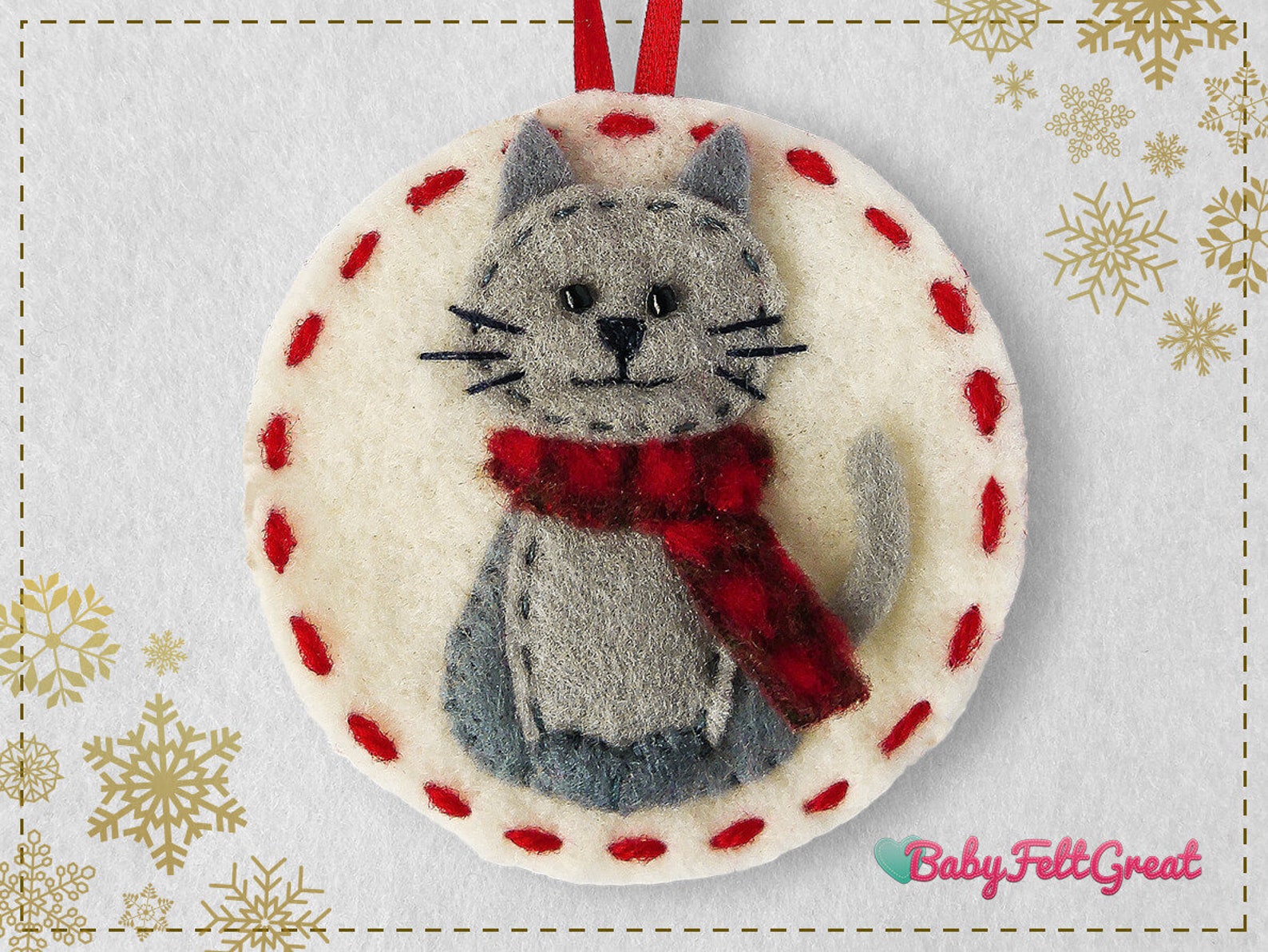 Christmas Pets Ornaments, Felt Christmas Ornament Pattern, Pdf Pattern ...