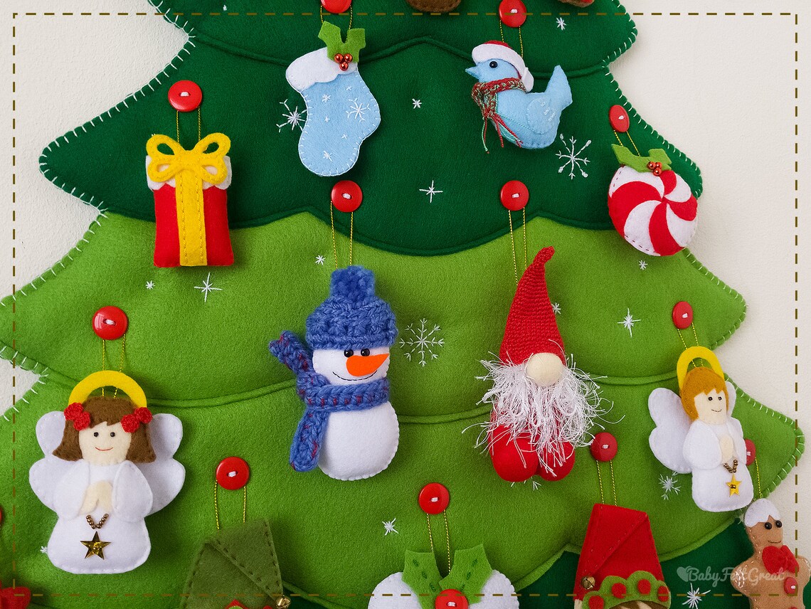 Calendario de Adviento de árbol navideño con botones y | Etsy