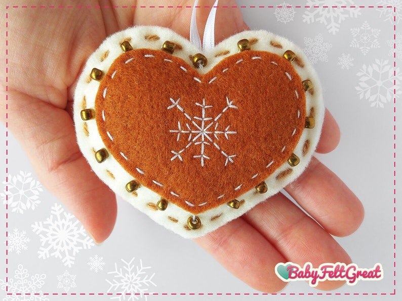 Felt Christmas Heart Pattern, Felt Christmas Ornaments, Felt Ornaments ...