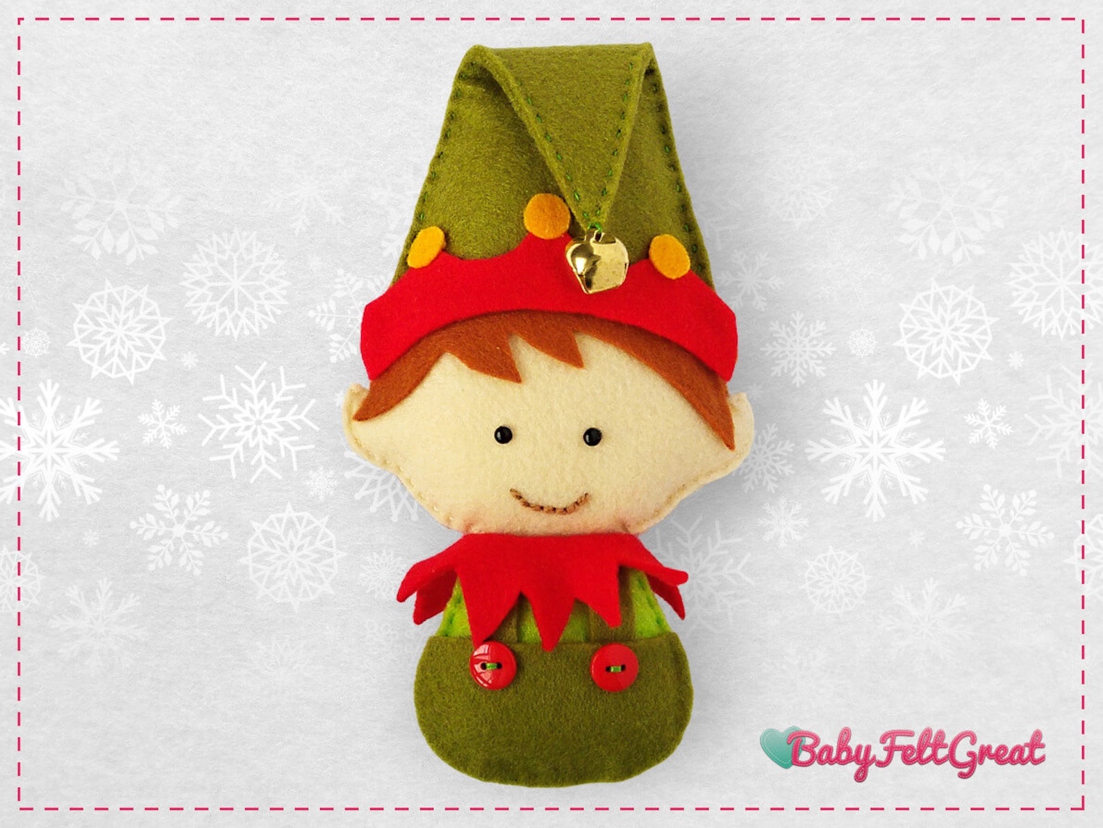 Felt Christmas Ornaments, Felt Elves Dolls Pattern, Christmas ...