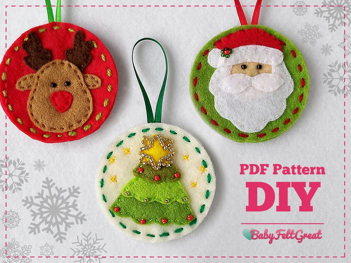Felt Christmas Ornaments Pattern Traditional Christmas - Etsy