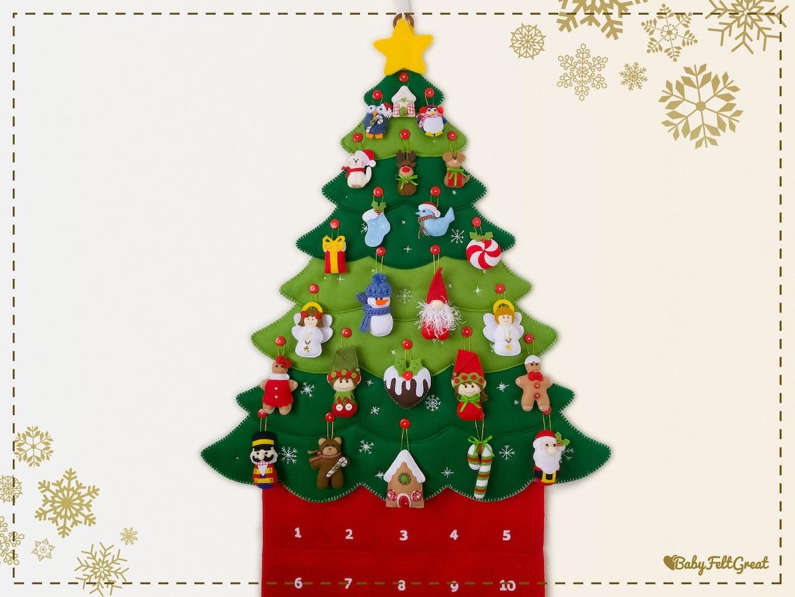 Felt Christmas Tree Advent Calendar 27 Handmade Pieces Felt - Etsy