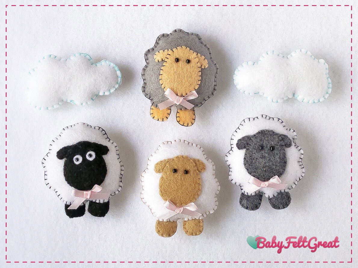 Felt Sheep Pattern, PDF Sewing Pattern, Moon, Sheep, Clouds, DIY, Felt ...
