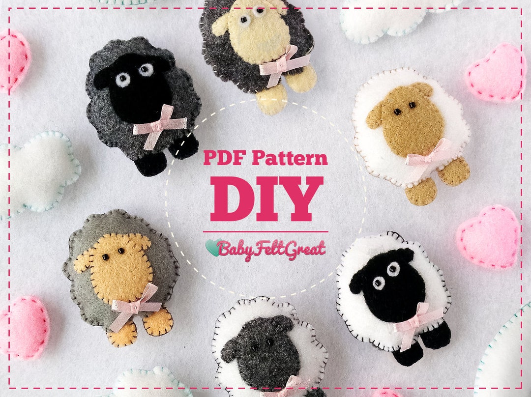 Felt Sheep Pattern, PDF Sewing Pattern, Moon, Sheep, Clouds, DIY, Felt ...