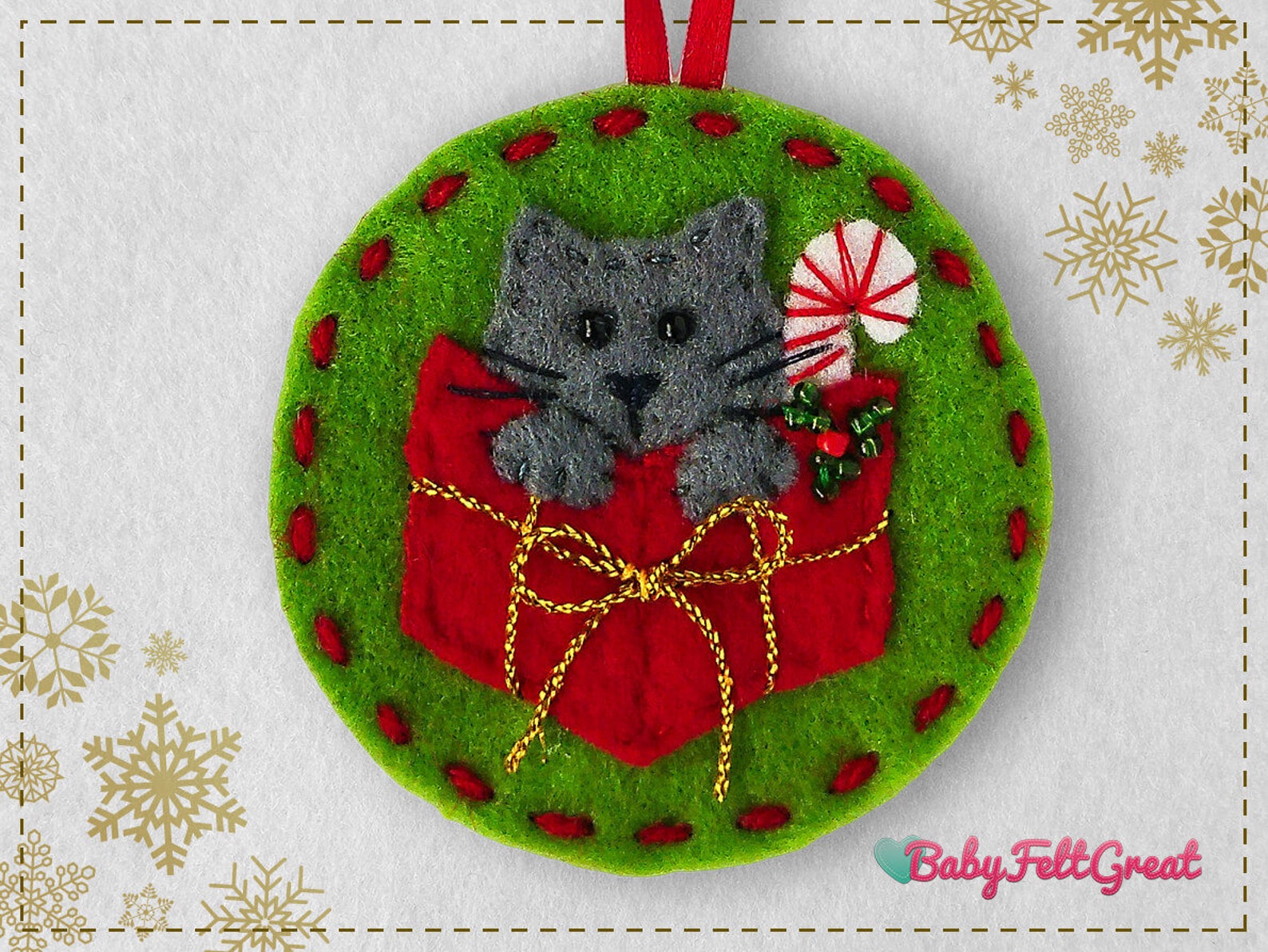 Christmas Pets Ornaments, Felt Christmas Ornament Pattern, Pdf Pattern ...